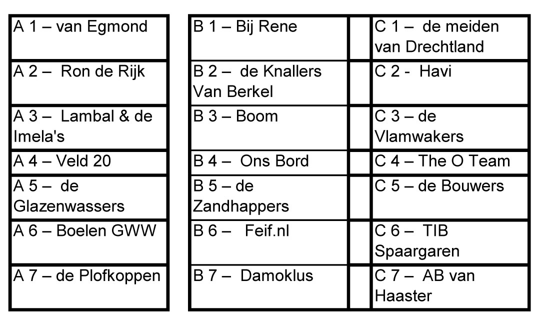Speelschema – Beachvolleybal Leimuiden
